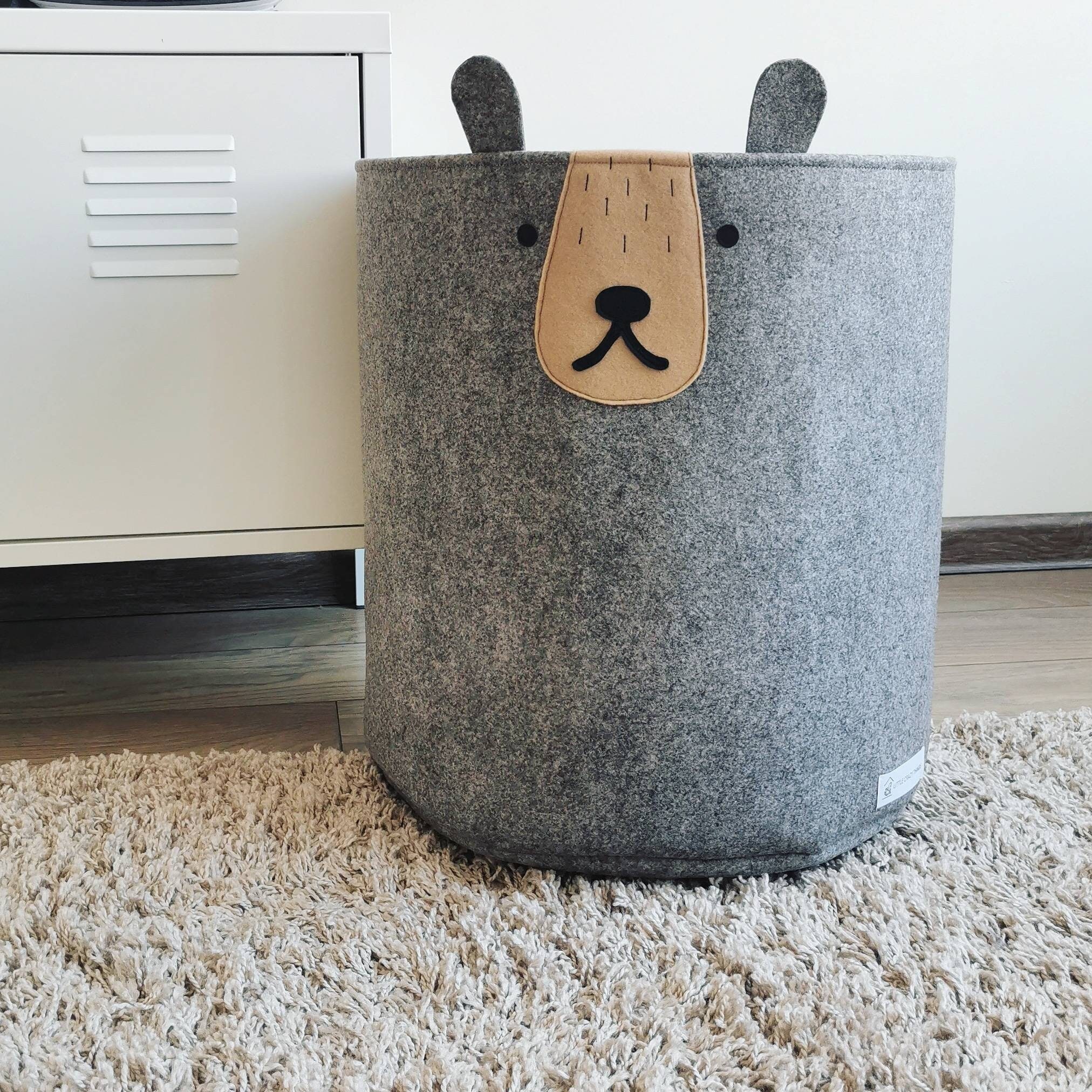 Nordic Inspired Felt Toy Storage, Bear Basket, Woodland Room Decor - Etsy
