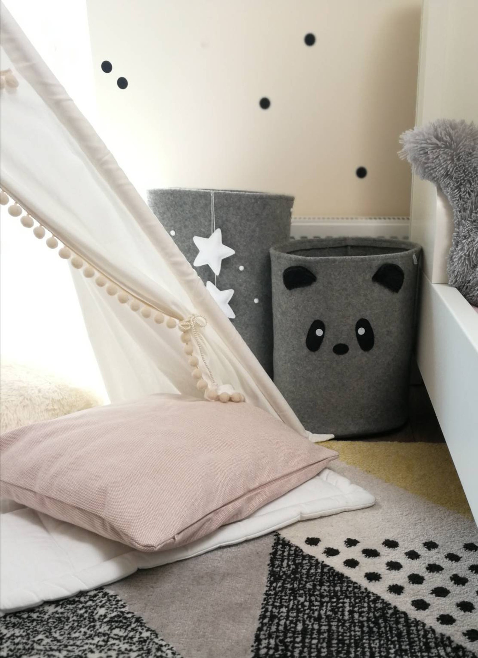 Felt Toy Storage, Panda Basket, Scandinavian Nursery Organiser, Nursery ...