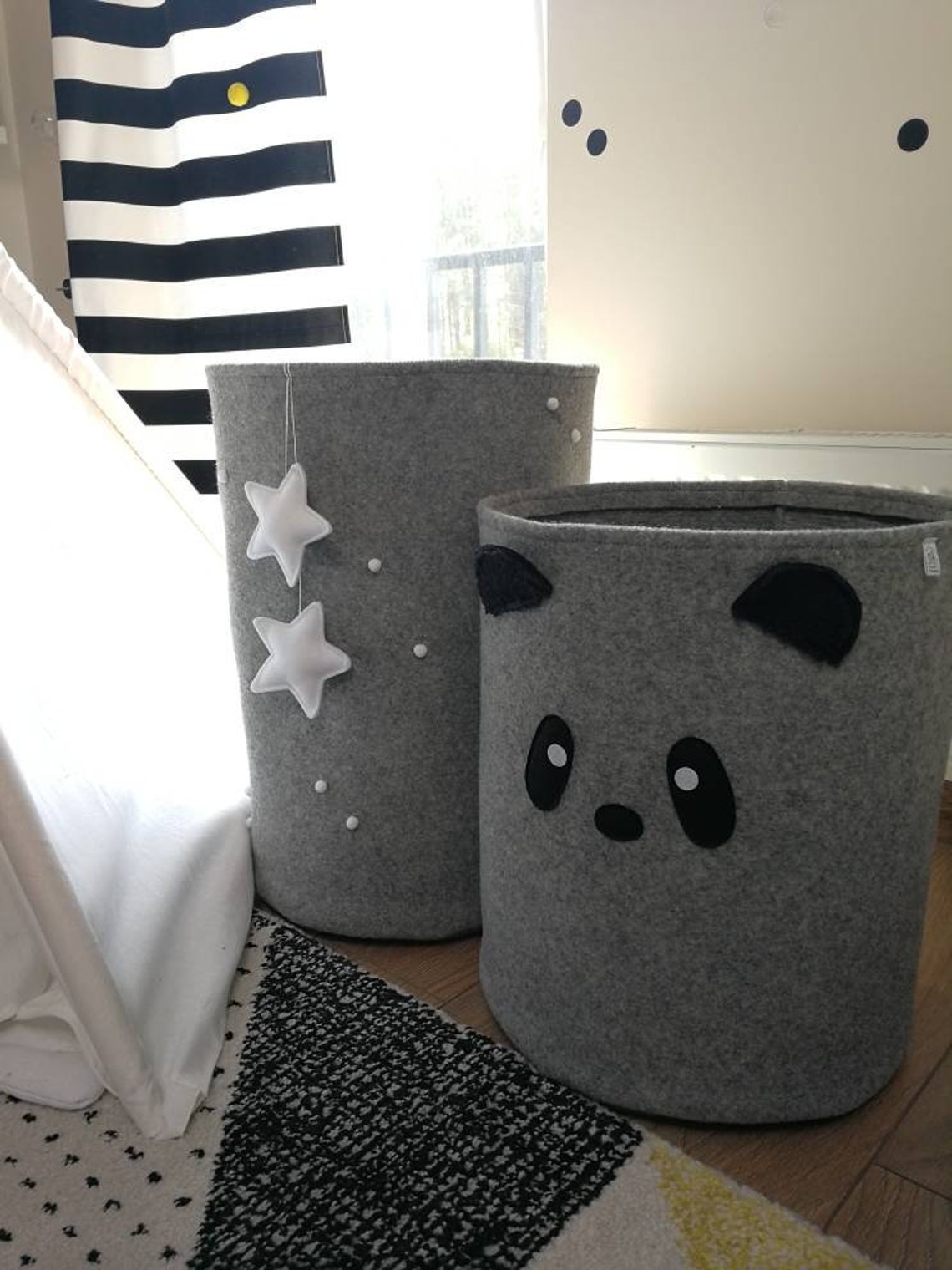 Felt Toy Storage, Panda Basket, Scandinavian Nursery Organiser, Nursery ...