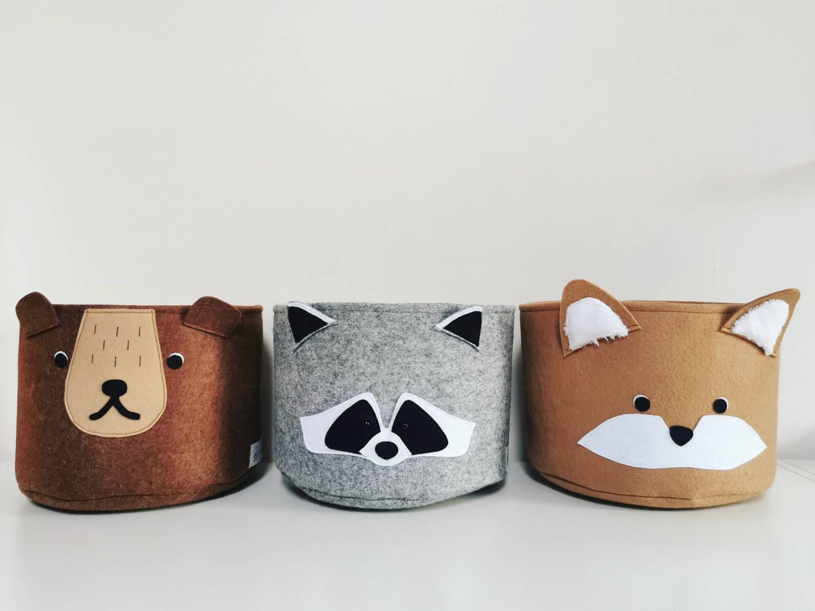 Set of 3 Felt Animals Baskets Woodland Storage Set - Etsy