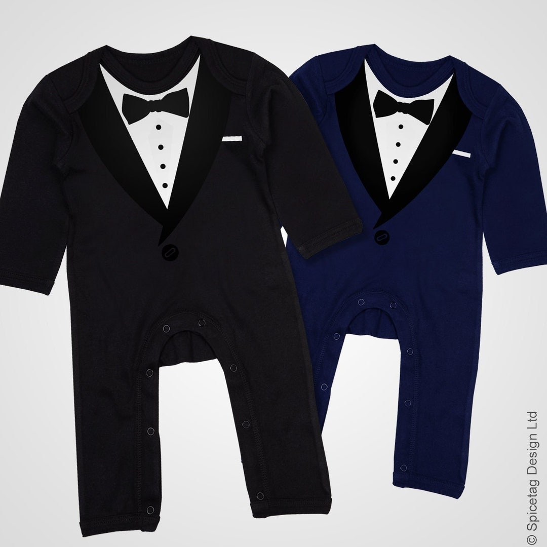 Tuxedo Baby Grow Tux Dinner Jacket Newborn Bodysuit Long Sleeve Sleeved ...