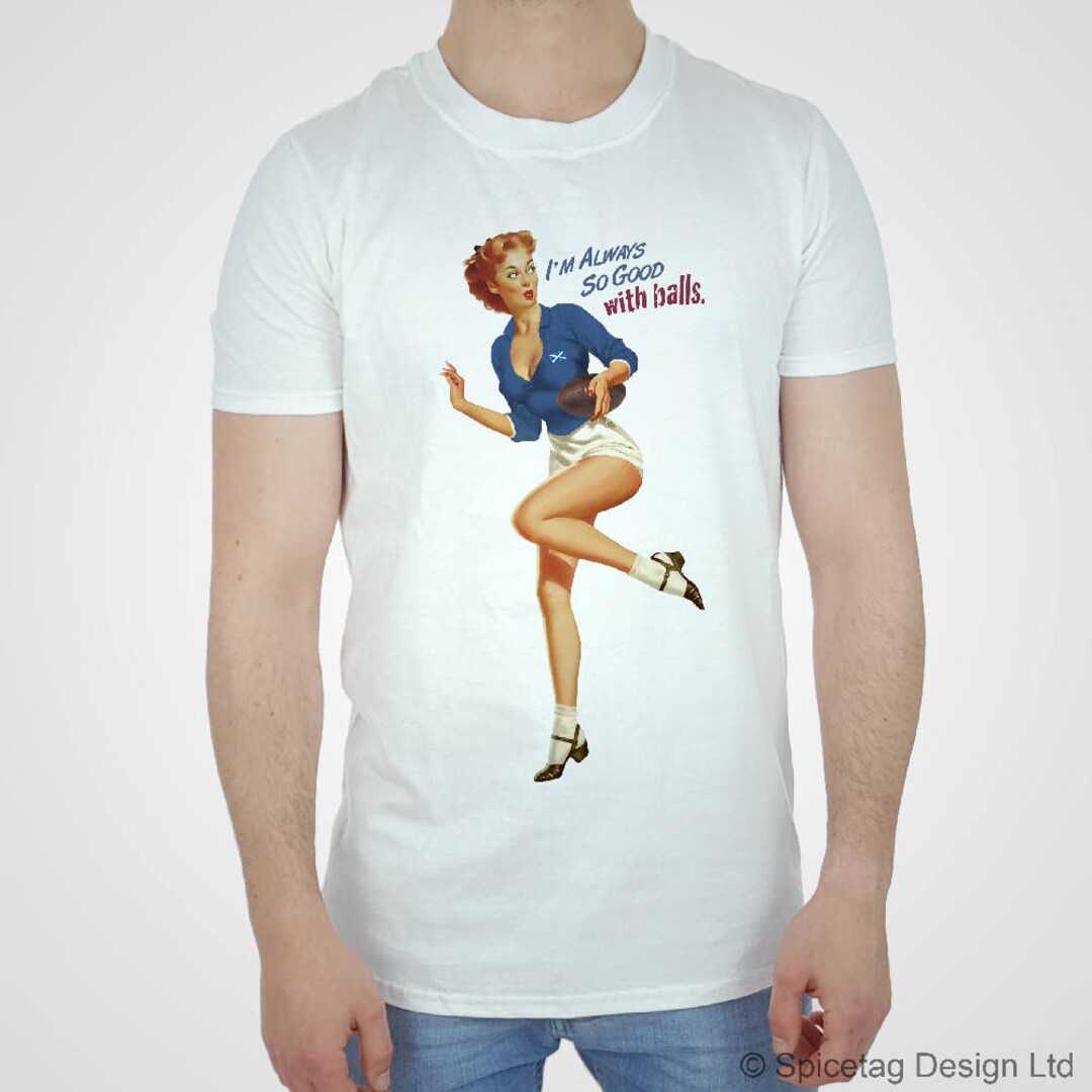 Scotland T-shirt Rugby Pin up Girl Tshirt Sexy Vintage Scottish Pinup ...