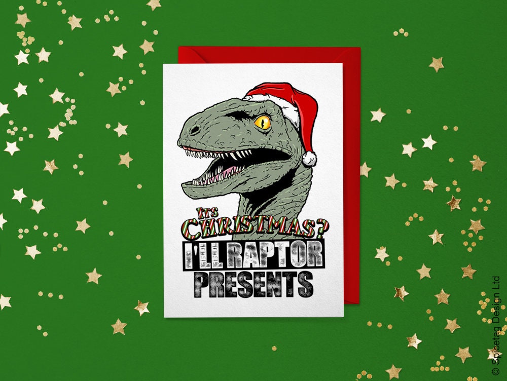 Christmas Card I'll Raptor Presents Seasons Greetings | Etsy