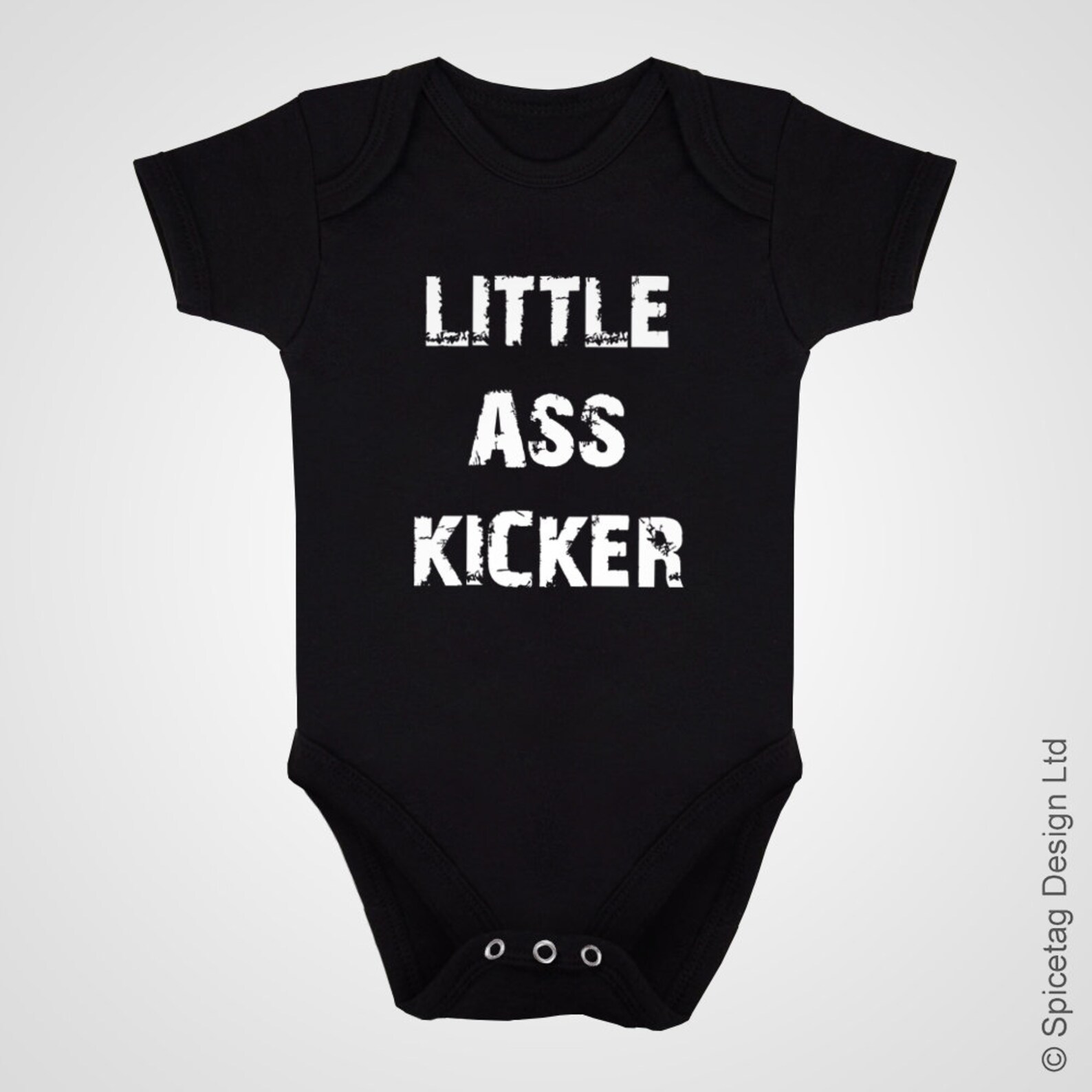 Little Ass Kicker Baby Grow Black Worn Text Newborn Bodysuit | Etsy