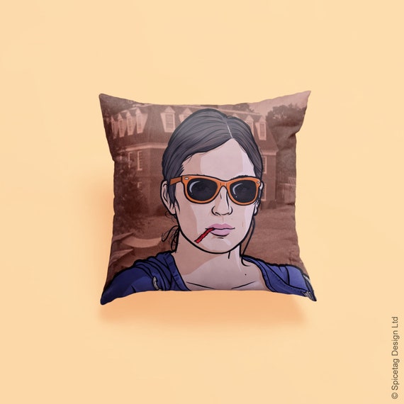 Tara Cushion 14 X 14 TWD Character Square Sofa Pillow Illustration Hand Drawn Character Plush Home Decor Homeware Colourful Fan Made Etsy Ireland