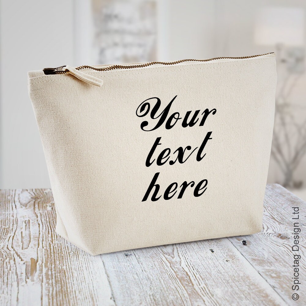 Personalised Cream Wash Bag Mens Womens Make up Toiletry Wedding Canvas ...