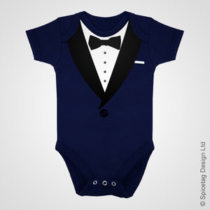 Tuxedo Baby Grow Tux Dinner Jacket Newborn Bodysuit Short Sleeve ...