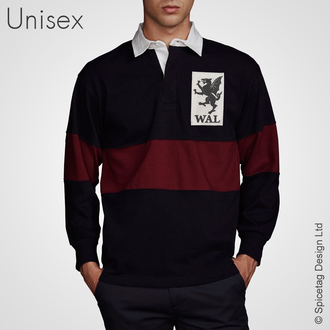 Ultra Retro Panelled Stripe Wales Rugby Jersey With Vintage Patch Welsh ...