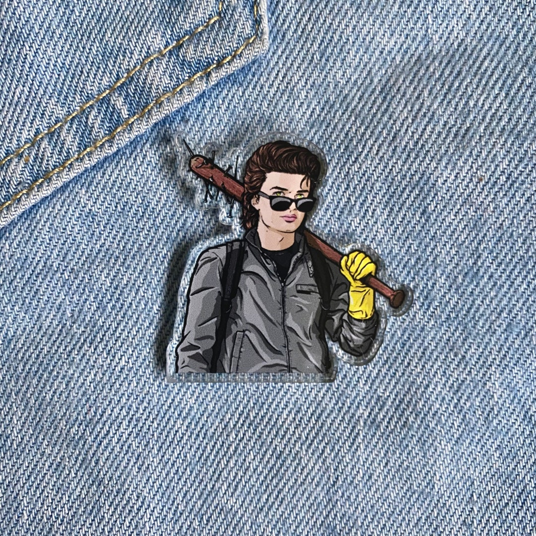 Steve Baseball Bat Acrylic Pin Badge Hawkins Lapel Pin Character Face ...