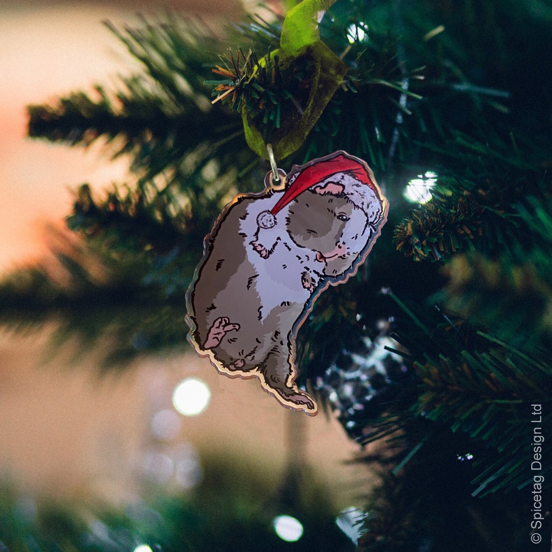 Cute Guinea Pig Acrylic Christmas Tree Ornament Xmas Hanging Character ...