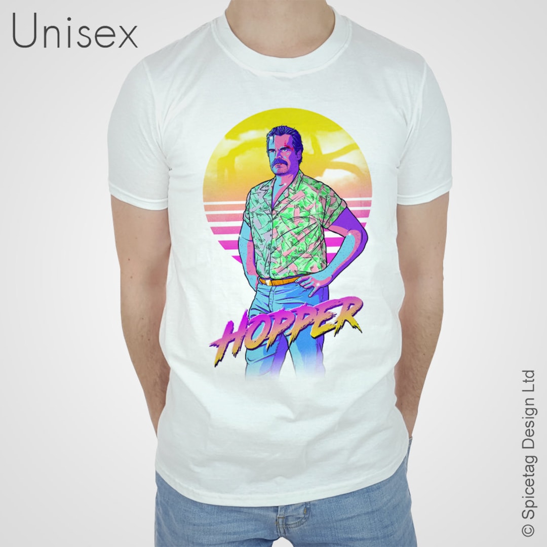 Hopper T-shirt Retro 80s 11 Tshirt Eleven El Top Hawaiian Tee TV Show ...