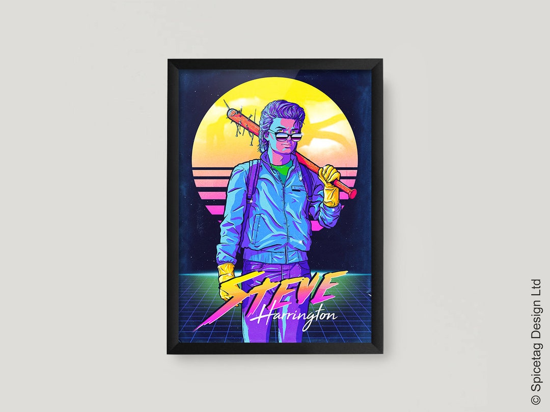 Steve A3 A4 Poster Print Retro 80s Wall Print Fan Made Digital Drawing ...
