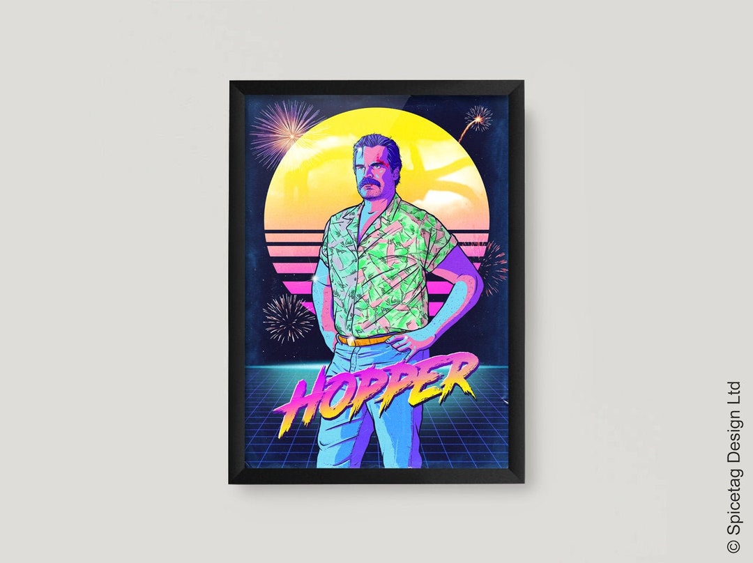 Hopper A3 A4 Poster Print Retro 80s Wall Print Fan Made Digital Drawing ...