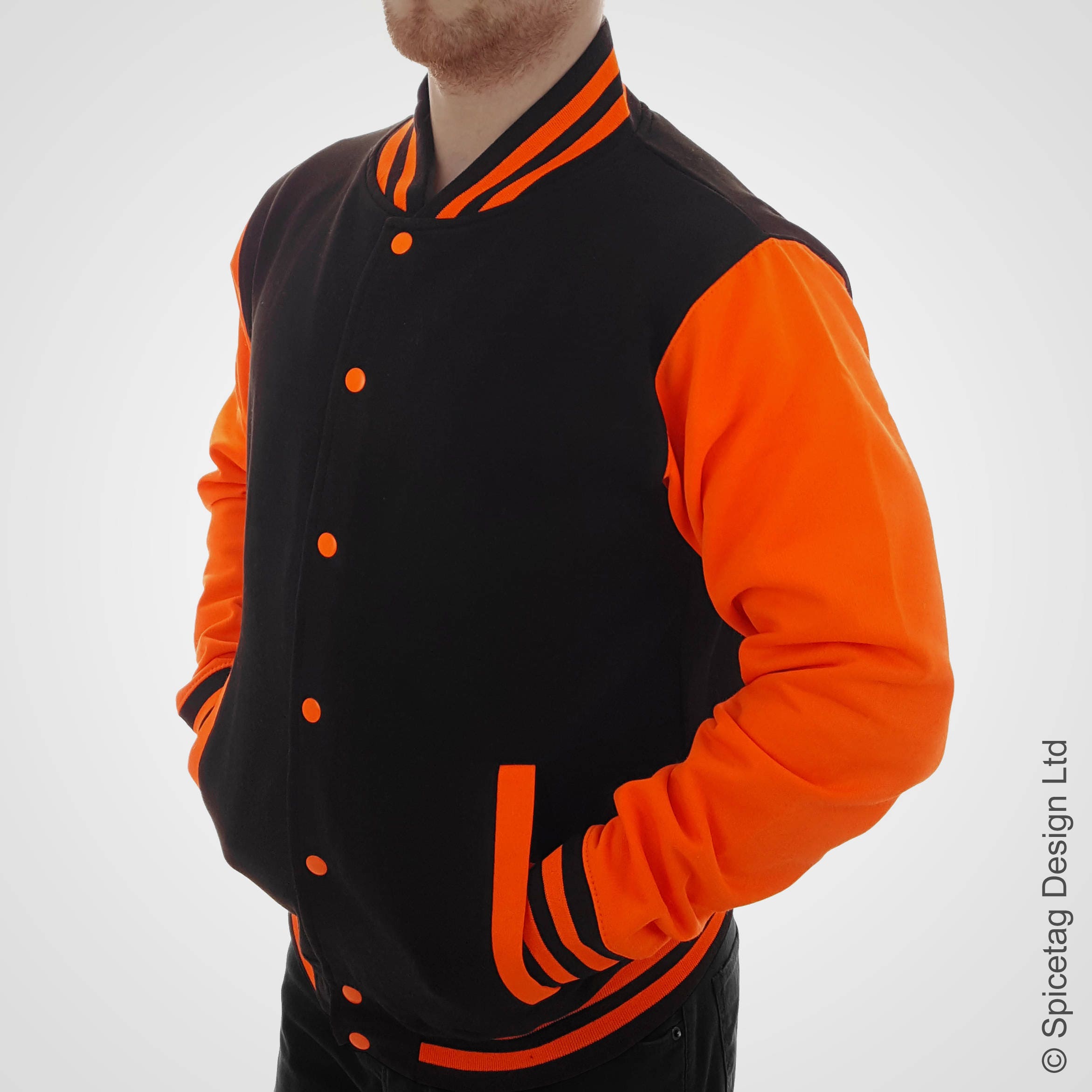 Neon Orange & Black Varsity Jacket Noir College Letterman Coat | Etsy