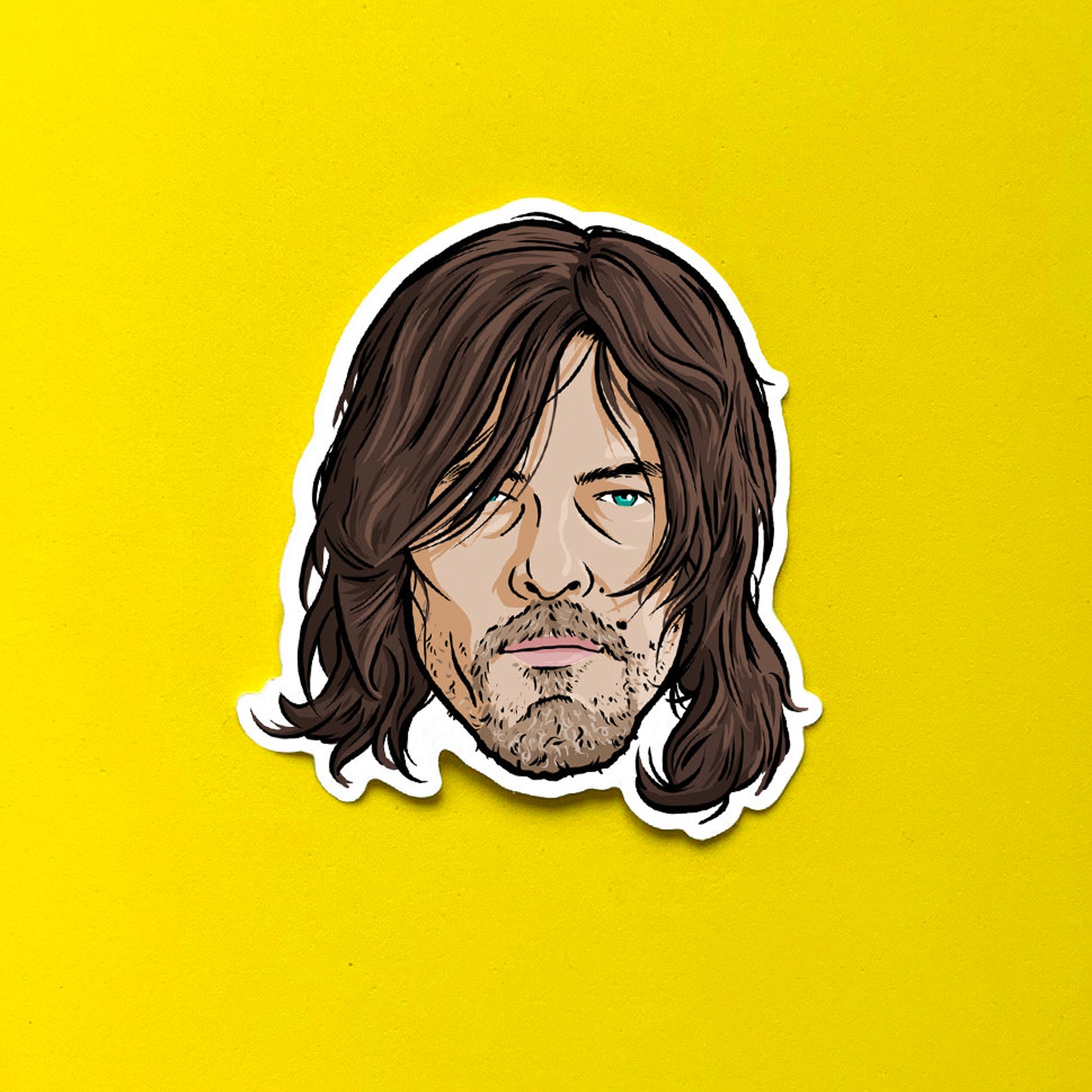 Daryl Vinyl Sticker Twd Face Stickers Character Faces Decal Tv Etsy Uk