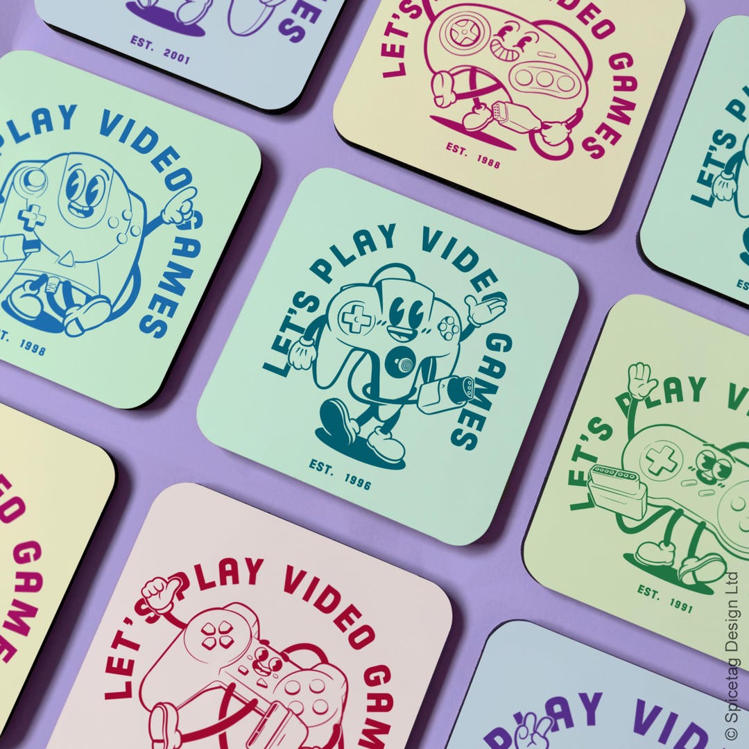 Retro Video Game Coaster Wooden Hardboard Vintage Gaming Art Coffee Tea ...