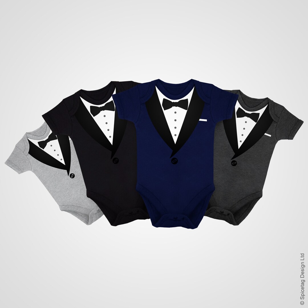 Tuxedo Baby Grow Tux Dinner Jacket Newborn Bodysuit Short Sleeve ...