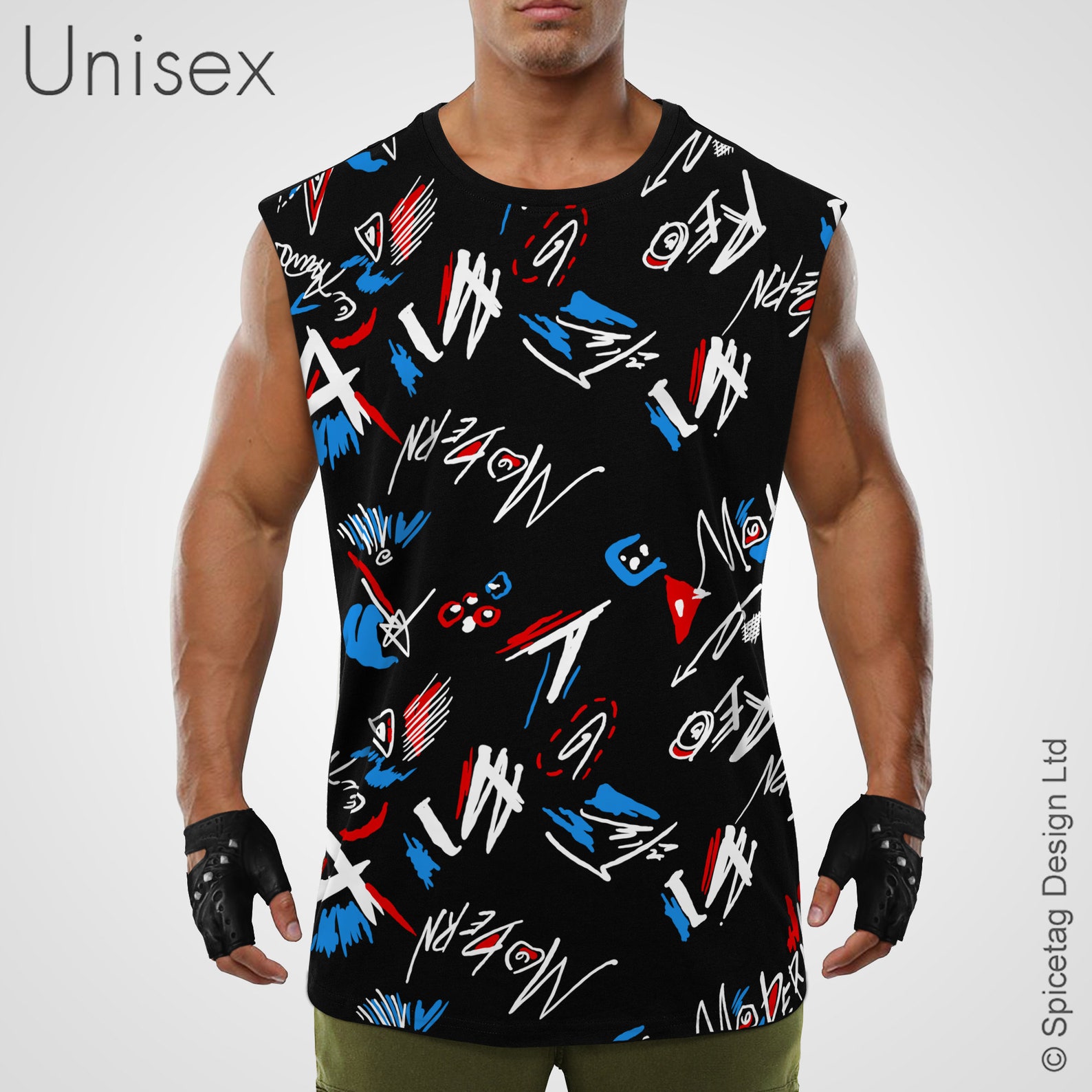Tech Noir 80's Pattern Tank Top Retro Punk T-shirt Killer Robot Costume ...