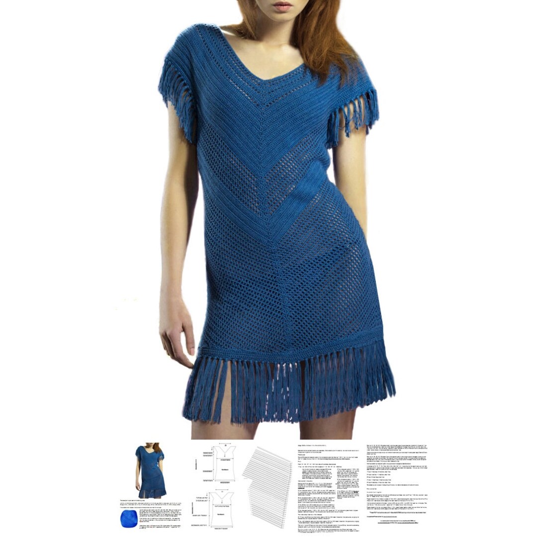 Crochet Dress PATTERN, Fringe Dress Written in ENGLISH for Every Row ...