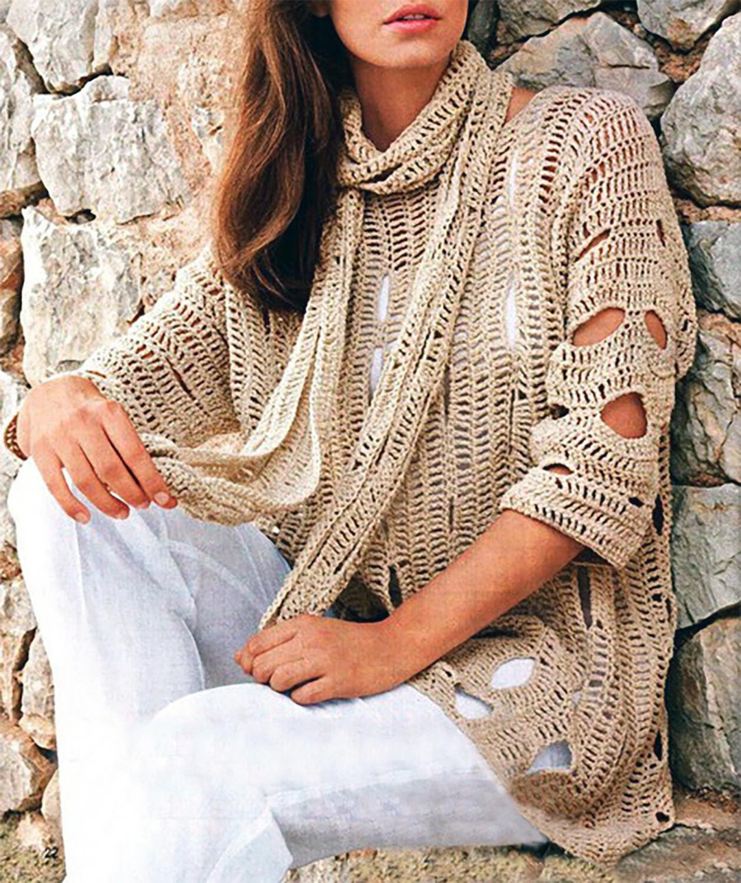 Crochet Sweater PATTERN S-XL + Crochet Scarf Pattern Pdf Written in ...