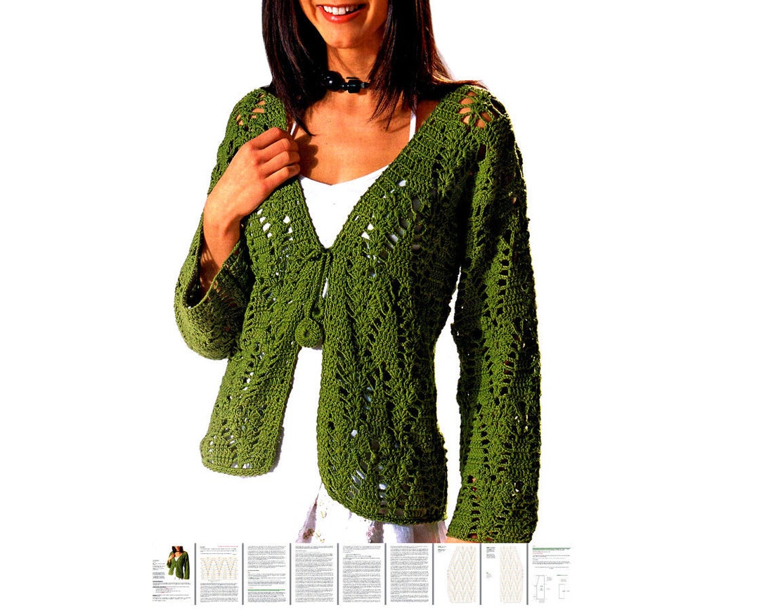 Crochet Jacket Pattern, Long Sleeves Crochet Jacket Pattern, Casual ...