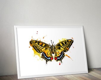 Black Swallowtail Butterfly Watercolor Print, American Butterfly ...