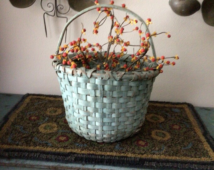 Early Antique Primitive Gathering Market Basket Original Robin's Egg ...