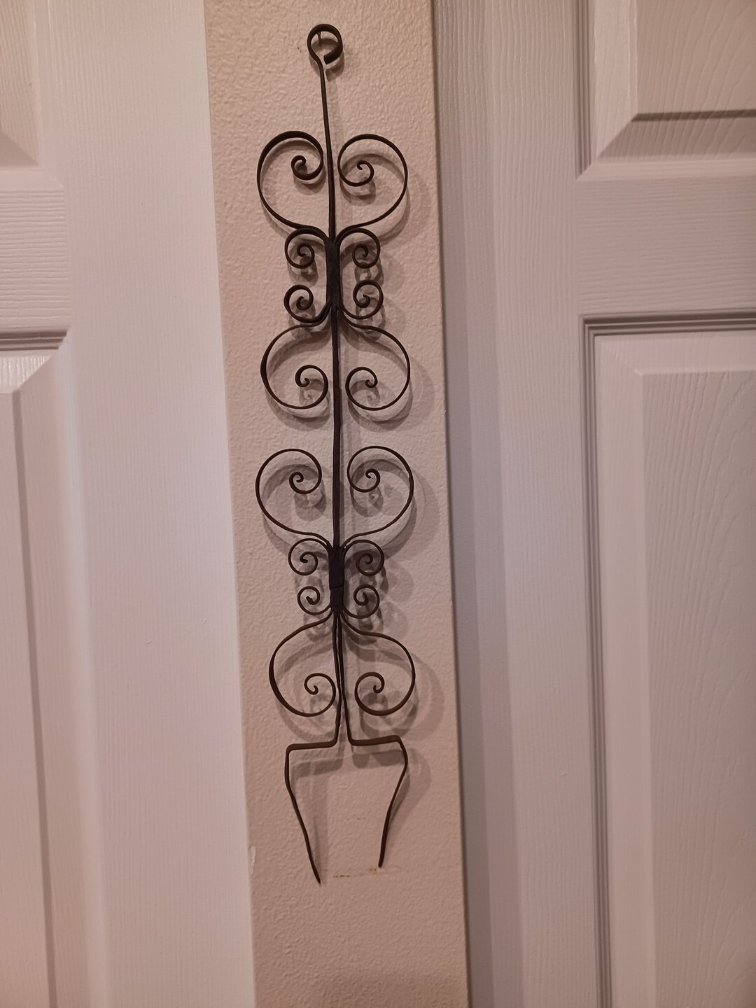 Early Antique Hand Forged Scroll Work Wrought Iron Hearth Meat Fowl ...