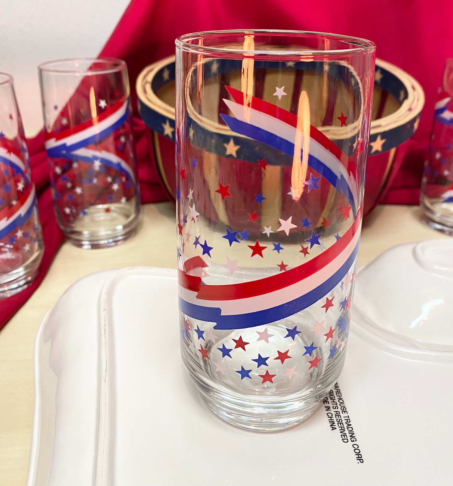 Patriotic Party Chip/ Dip Platter, Lone Star Wood Basket, Libby 4th of ...