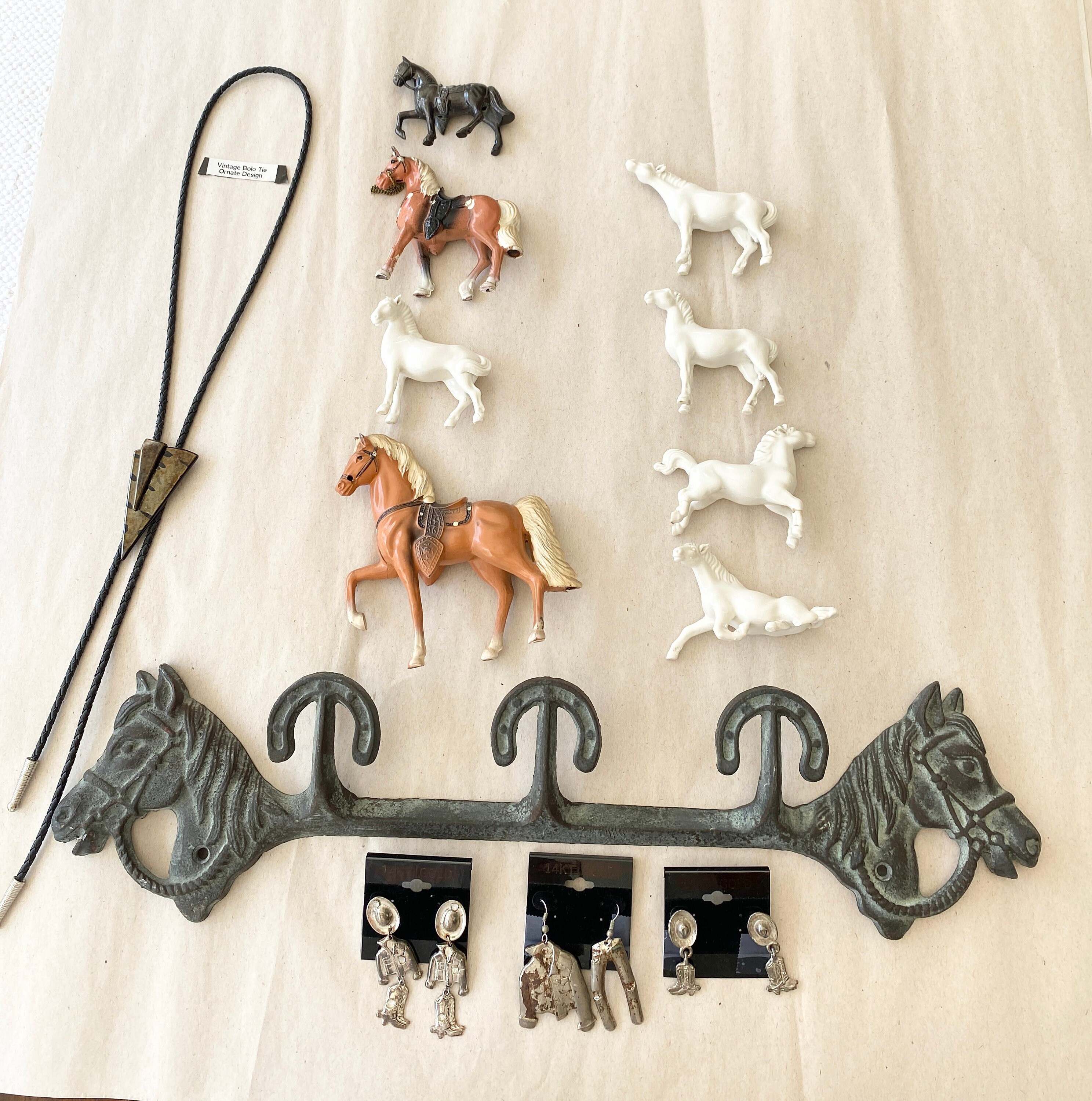 Western Horses Miniature, Collectible, Toy, Vintage Cowboy Hat Earrings ...