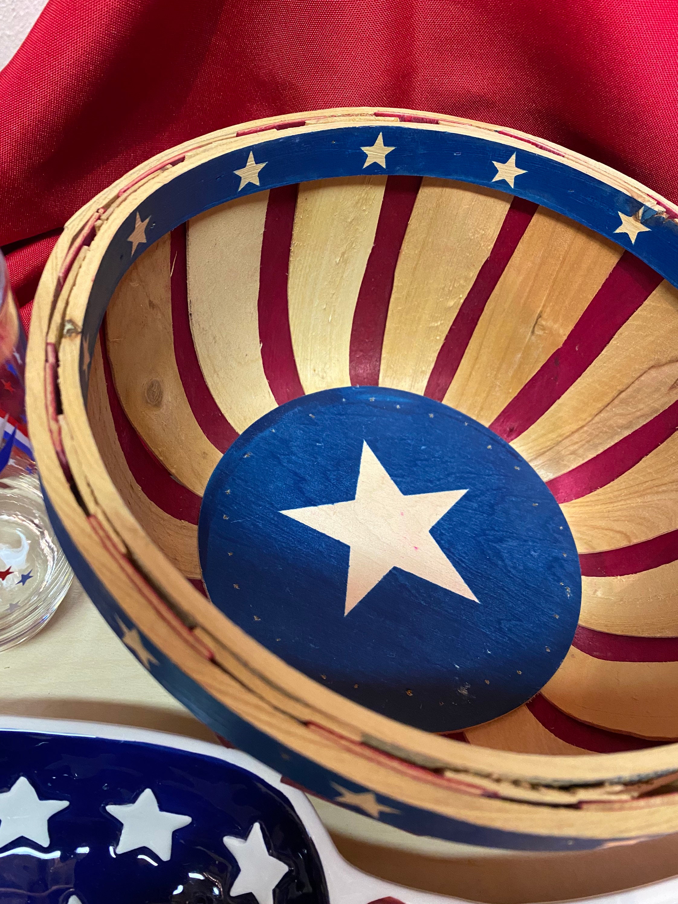 Patriotic Party Chip/ Dip Platter Lone Star Wood Basket - Etsy