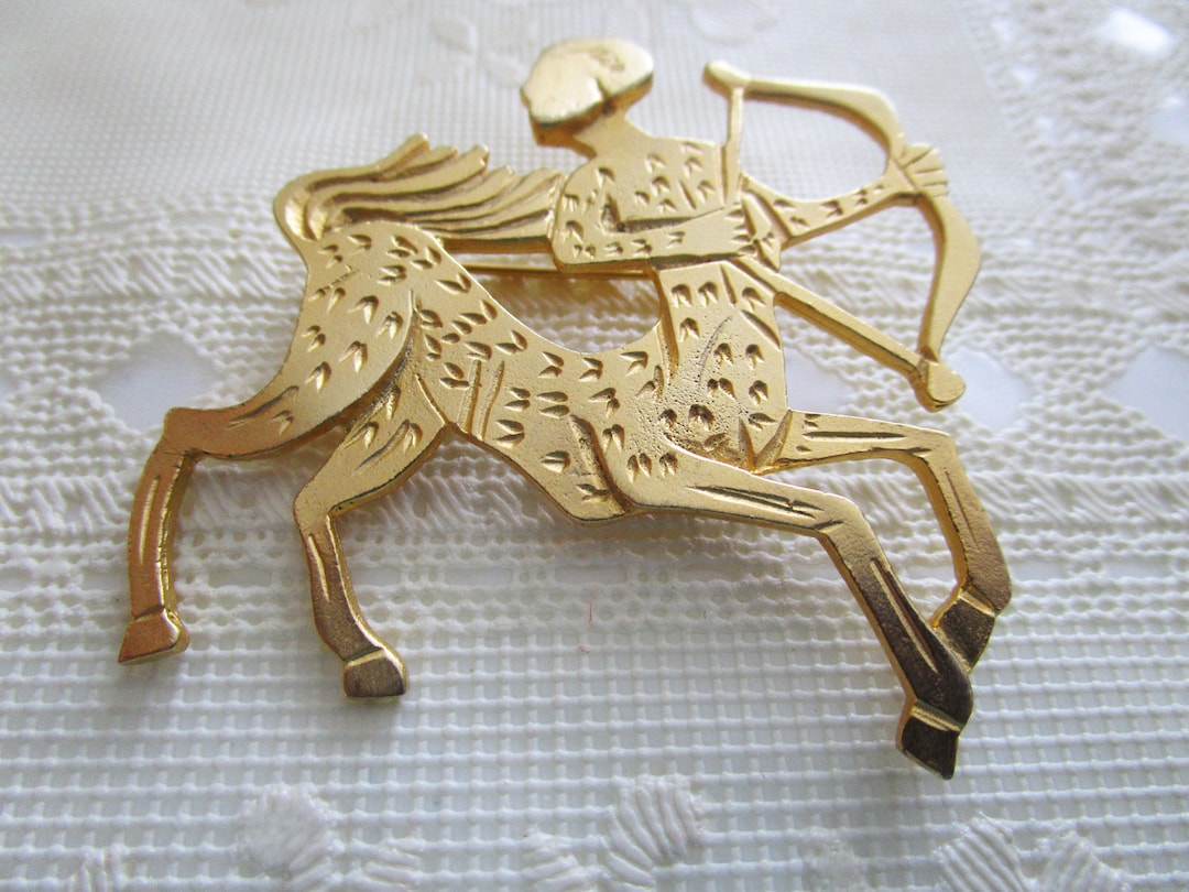 Sagitarius Goldtone Zodiac Pin/brooch - Etsy