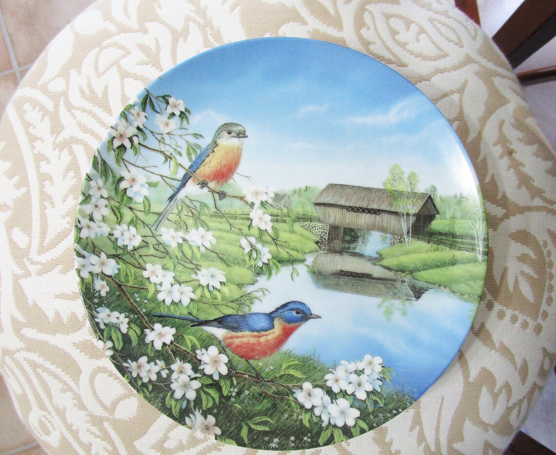 Bluebirds in Spring by Sam Timm of Birds of Seasons Second Issue - Etsy