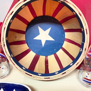 Patriotic Party Chip/ Dip Platter, Lone Star Wood Basket, Libby 4th of ...