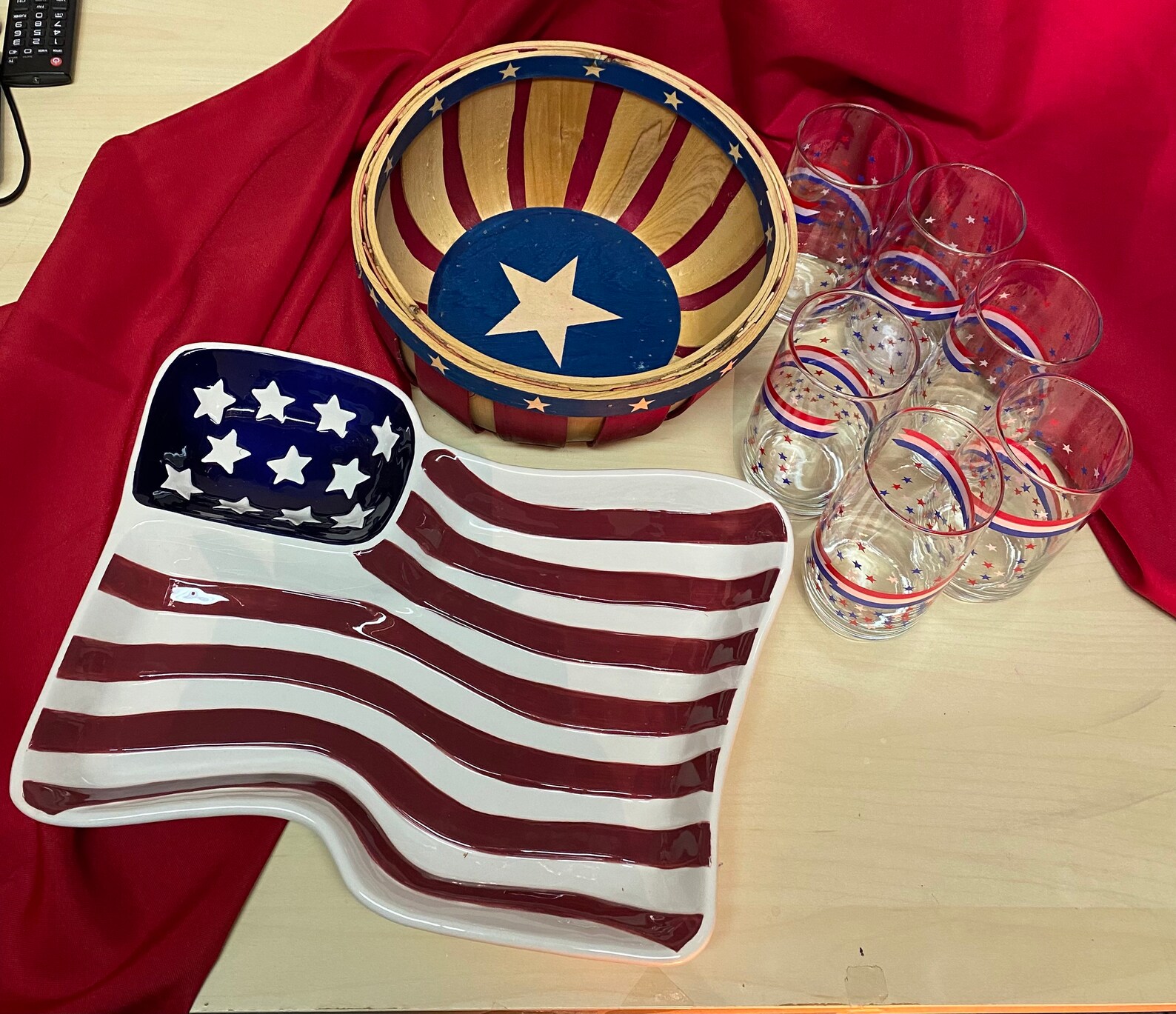 Patriotic Party Chip/ Dip Platter Lone Star Wood Basket - Etsy