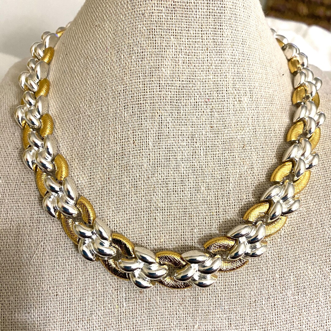 Napier Two Tone Choker Necklace Vintage - Etsy
