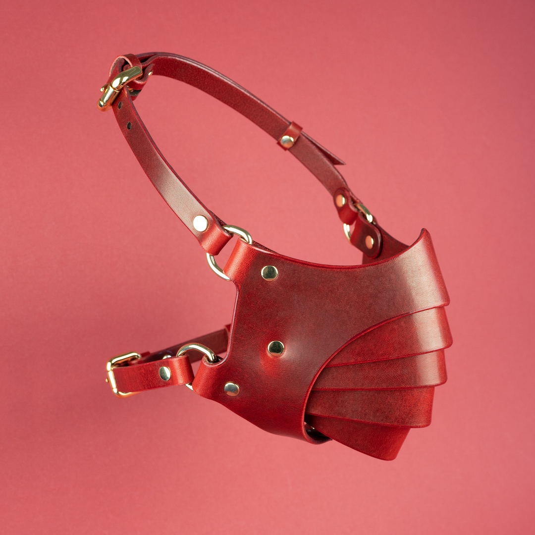 Segmented Red Leather Mask Cyberpunk Mask Cosplay - Etsy