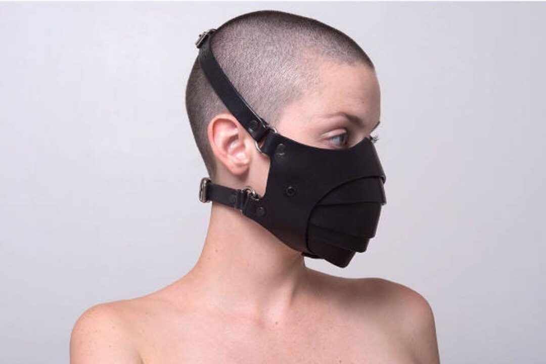 Segmented Leather Mask, Leather Respirator, Black Genuine Leather ...
