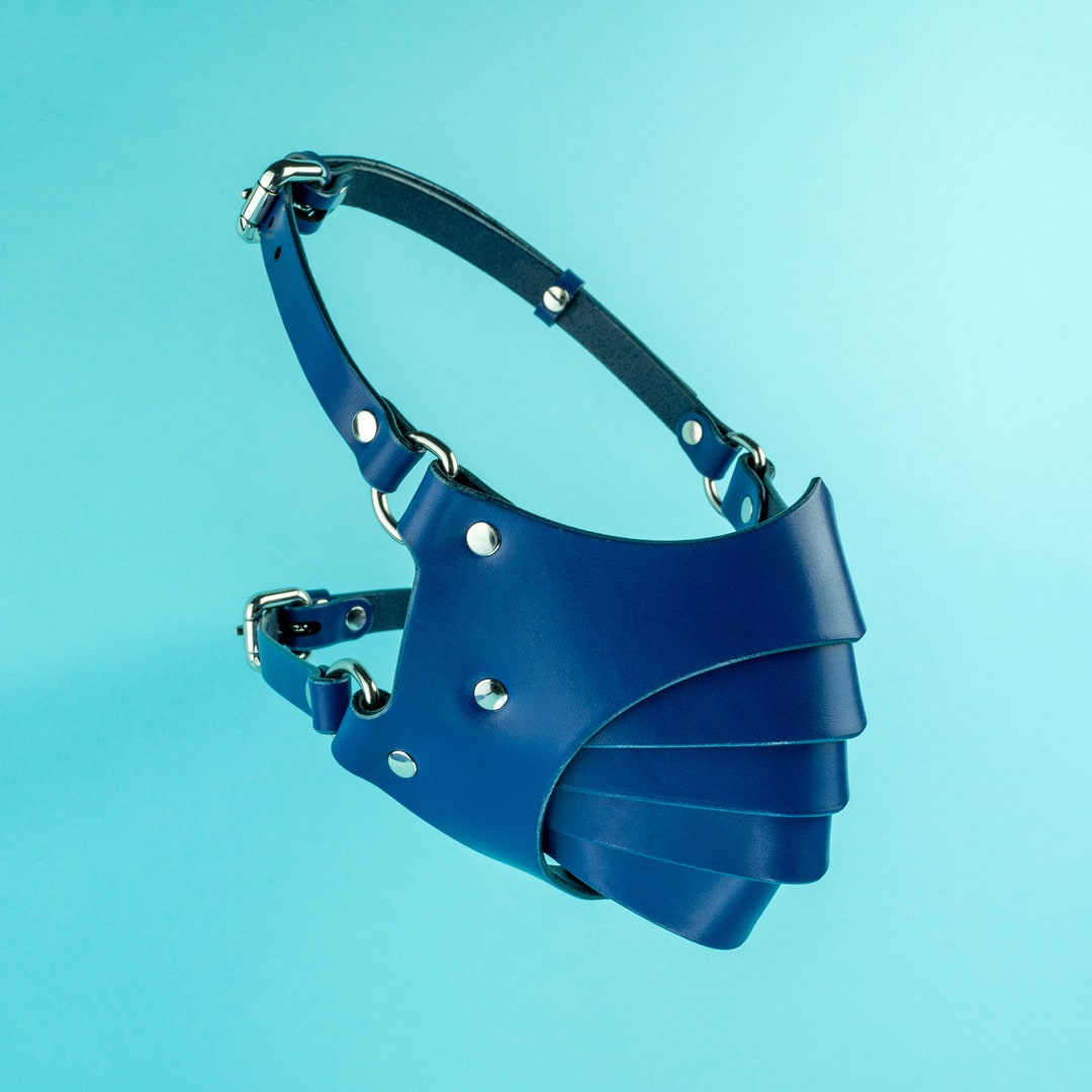 Segmented Blue Leather Mask, Cyberpunk Cosplay Mask - Etsy