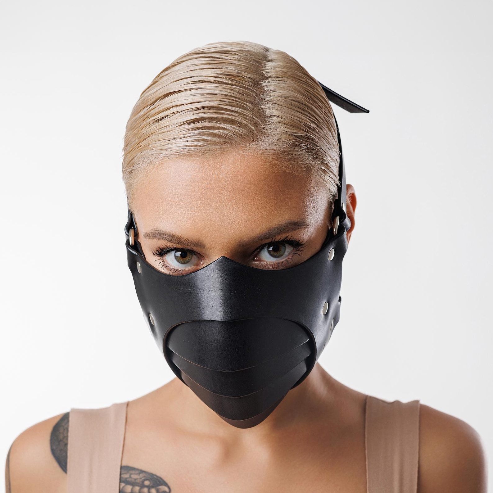 Segmented Respirator Leather Mask, Futuristic Leather Fetish Mask, Goth ...