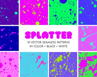 Neon paint splatters | Etsy