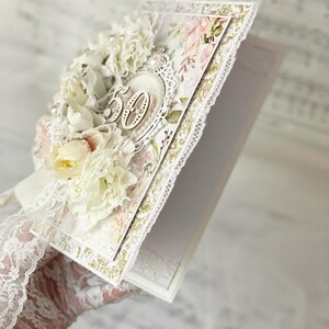 50th Birthday 3D Greeting Cards Retro Style, Flowers, Romantic Gentle ...