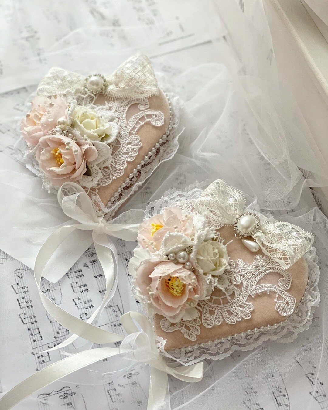 Handmade Velvet 3D Heart Card, Shabby Chic Floral Greeting ...