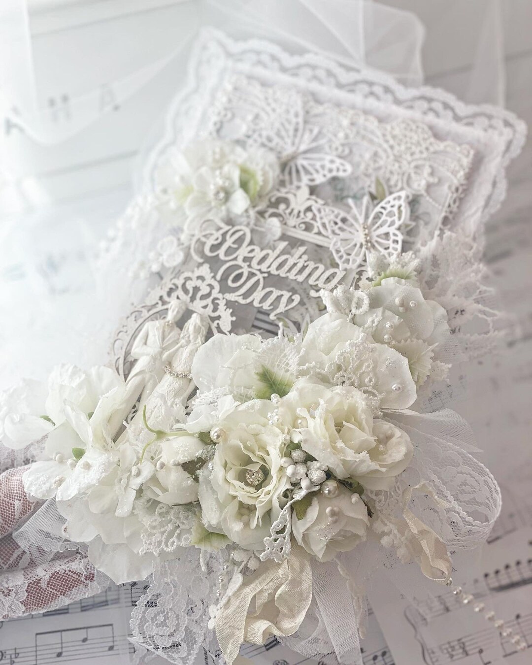 3D Wedding Greeting Card With Flowers & Newlyweds /lace Card for ...