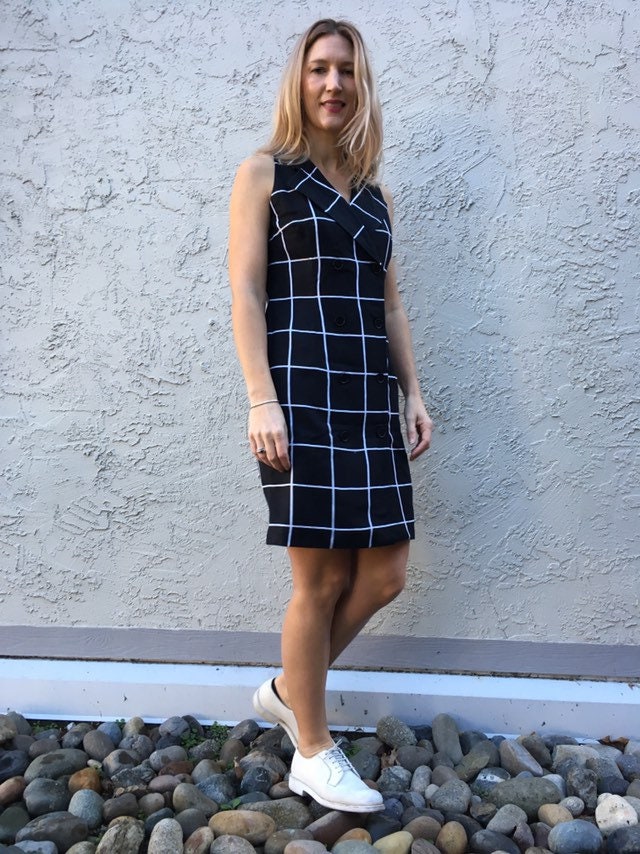 Check Print Collared Linen Dress Window Pain Check - Etsy