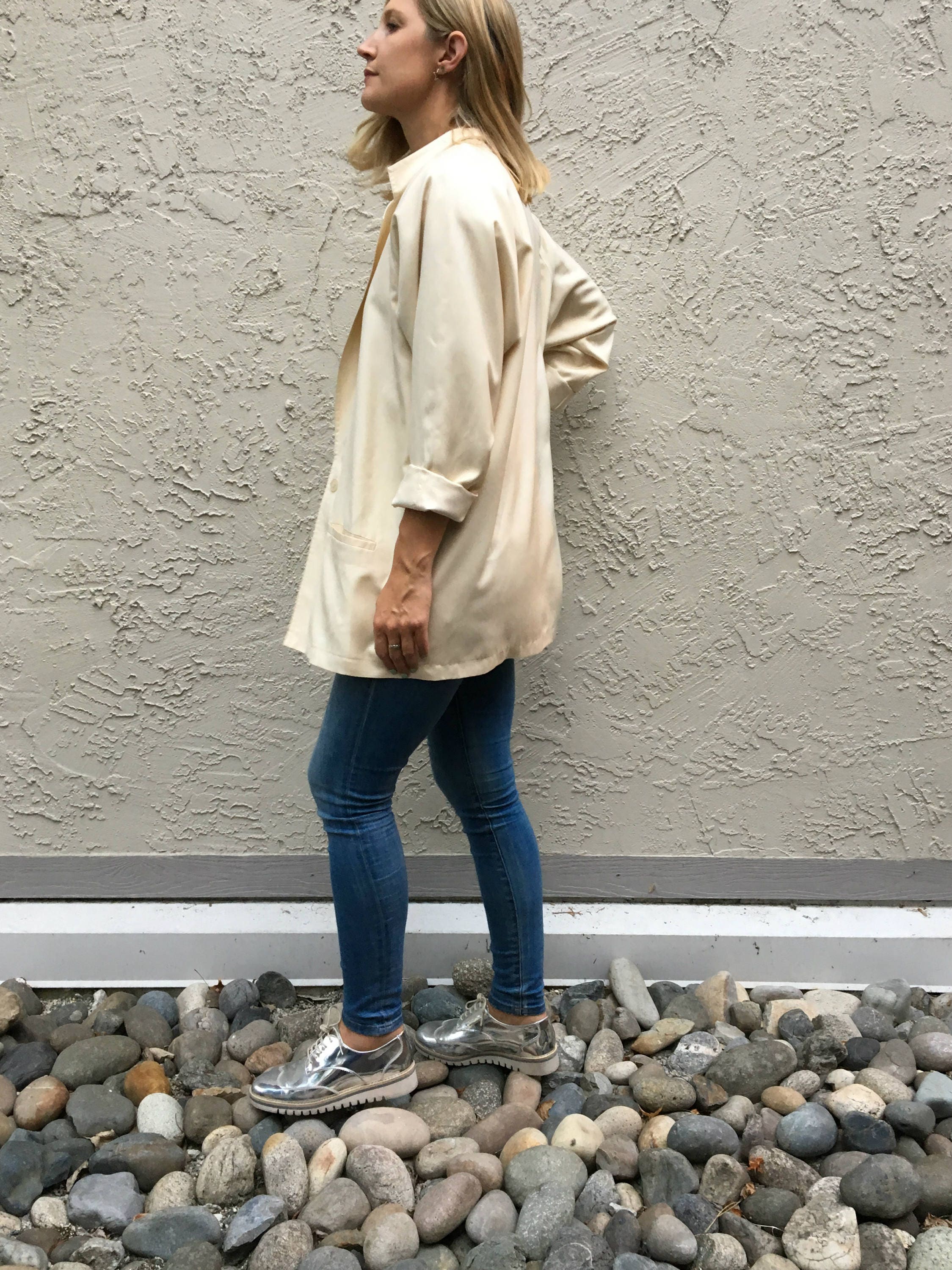 Marc Allan Soft Structure Jacket in Cream Silk - Etsy