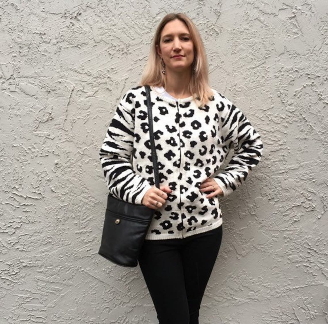 Crazy Leopard and Zebra Print Knit Cardigan Sweater - Etsy