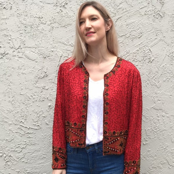 Beaded Silk Jacket - Etsy