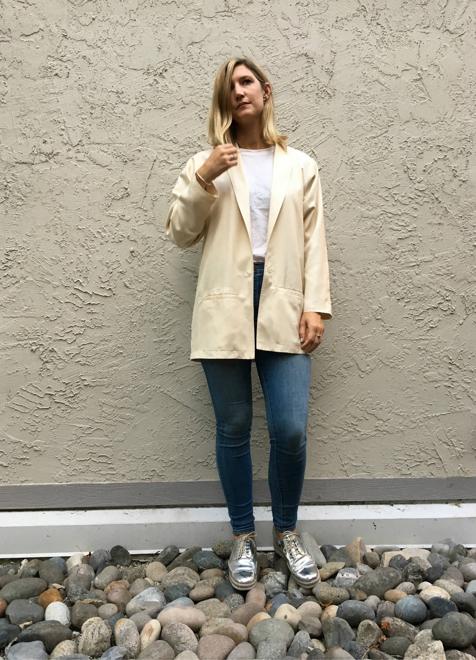 Marc Allan Soft Structure Jacket in Cream Silk - Etsy