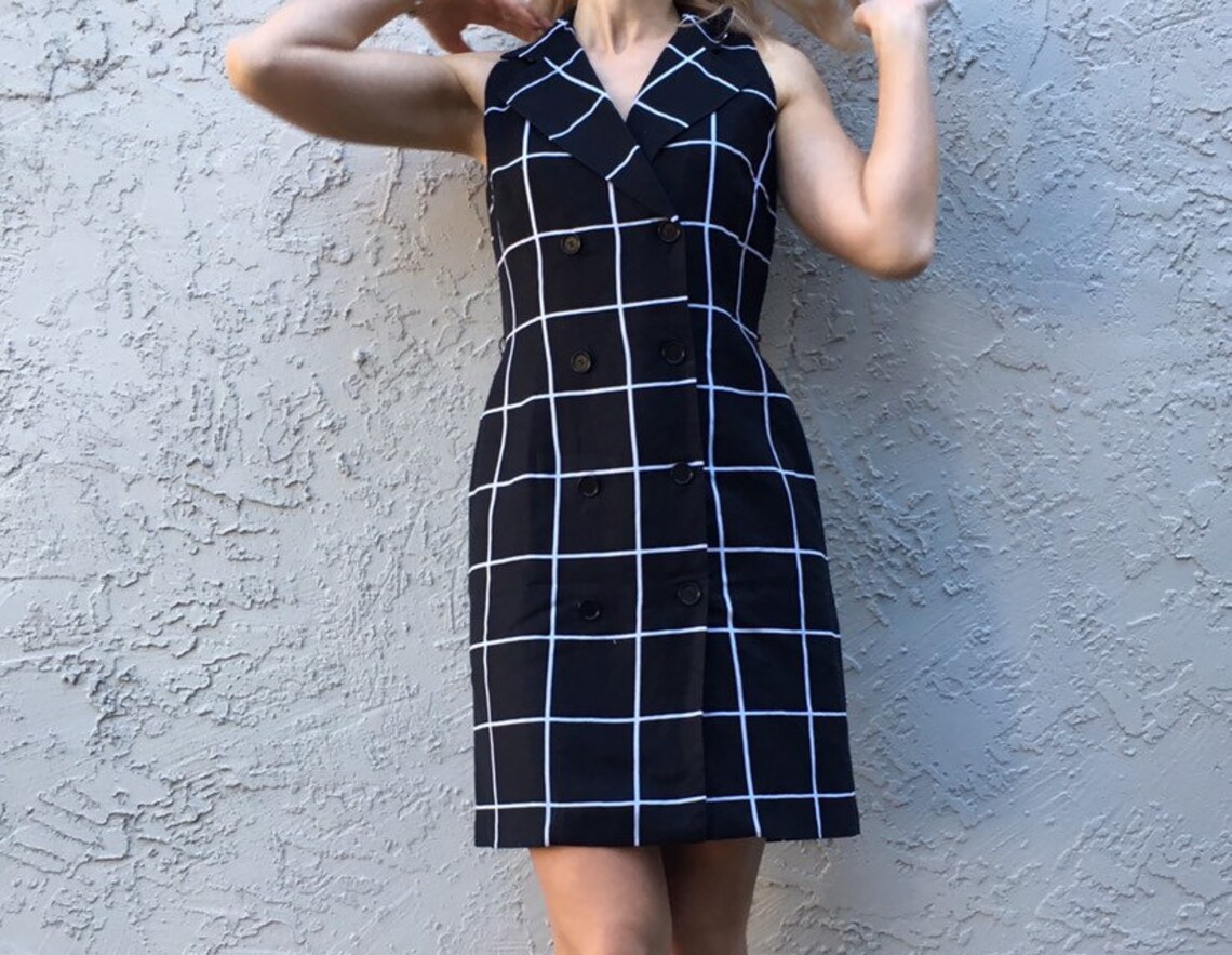 Check Print Collared Linen Dress Window Pain Check - Etsy
